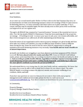 Letter to Residents - Essential Service English FINAL - EBALDC